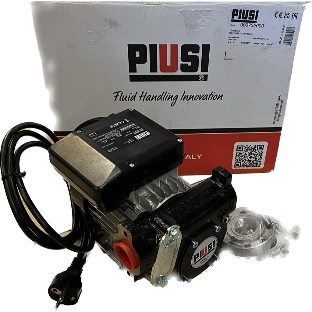PIUSI Panther 72 / 56 AC240V diesel transfer electric pump(Made in Italy),56-72l/min,BSP 1" x 1 ...