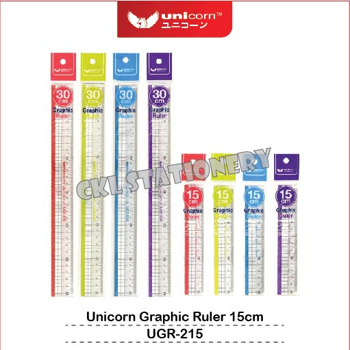 Unicorn Stationery 30cm Colour Grid Line Graphic Ruler / Plastic Ruler ...