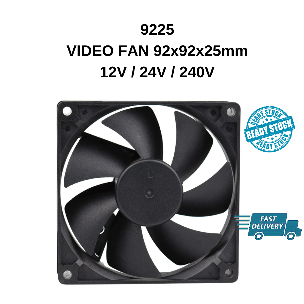 9225 Video Fan 12V / 24V / 240V - 92x92x25mm Silent Centrifugal Exhaust ...