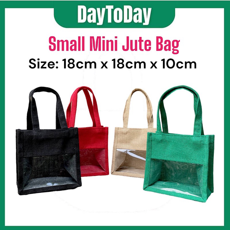 Small Mini Jute Bag With Window Gift Bag Wedding Bag Mini Product Bag ...