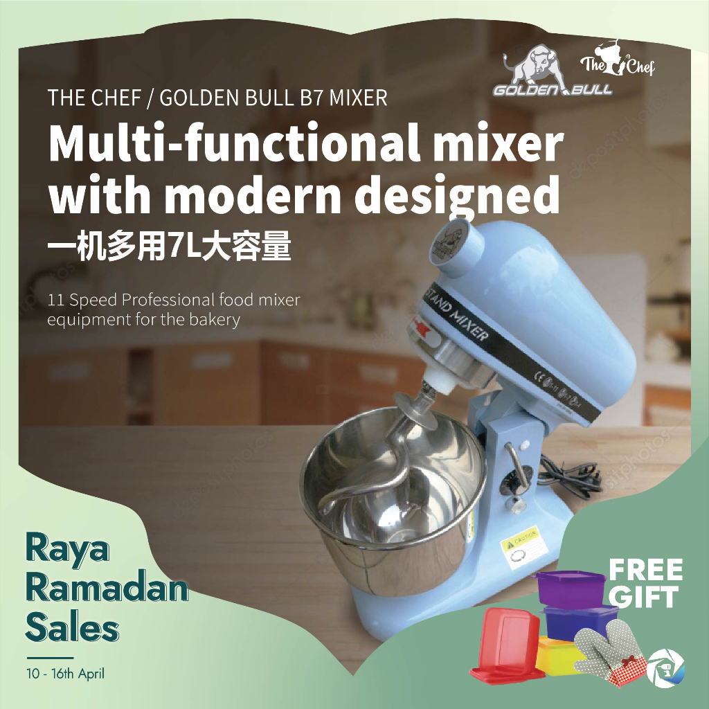 THE CHEF / GOLDEN BULL B7 7L COMMERCIAL FOOD MIXER | STAND MIXER | 1 ...