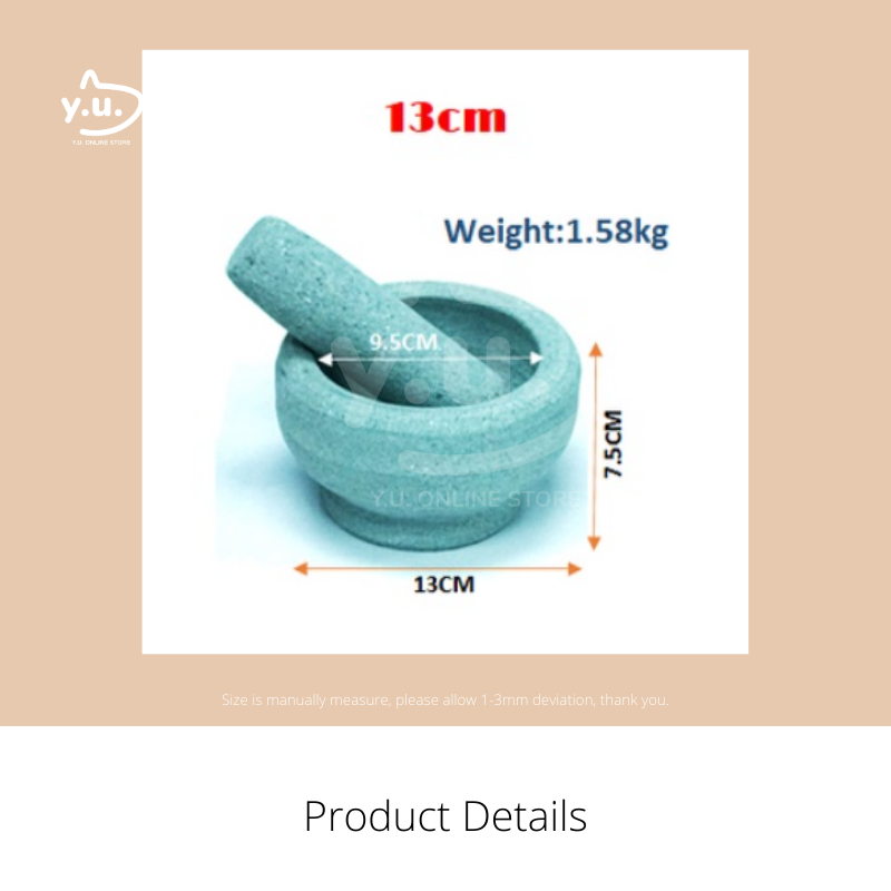 YU Ready Stock Granite Stone Mortal And Pestle Set / Ceramic Mortal and ...