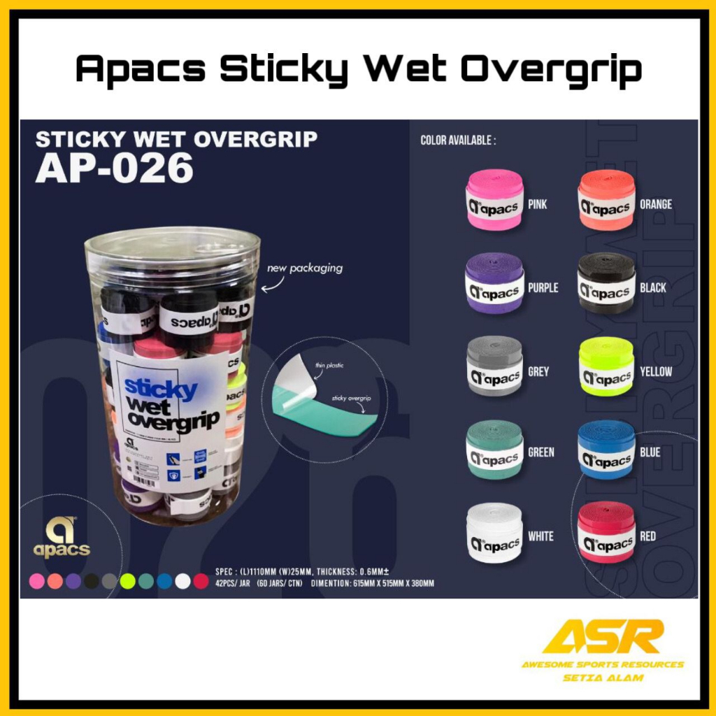 Apacs Sticky Wet Over Grip ( Sticky Wet Feeling For Tennis & Badminton ...