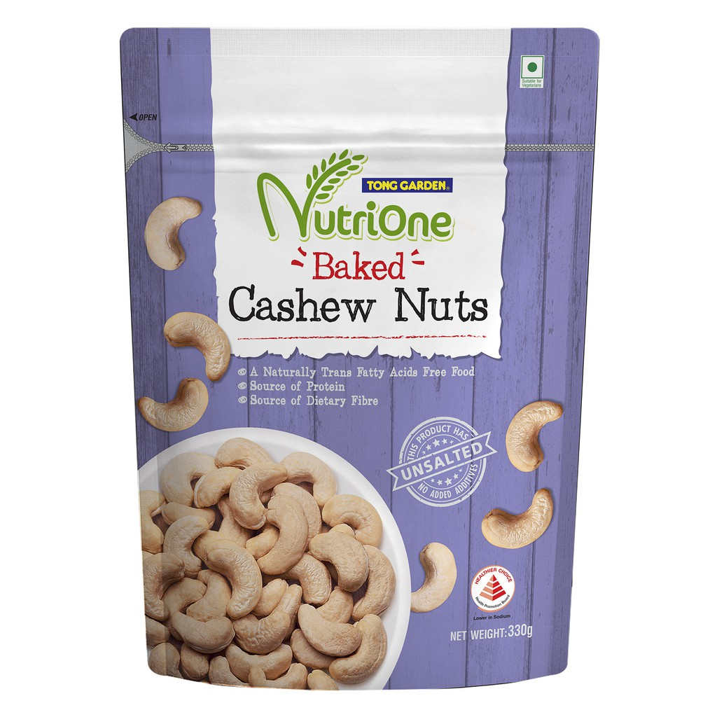 Tong Garden Nutrione Baked Cashew Nuts Unsalted 330g - Halal Gajus ...