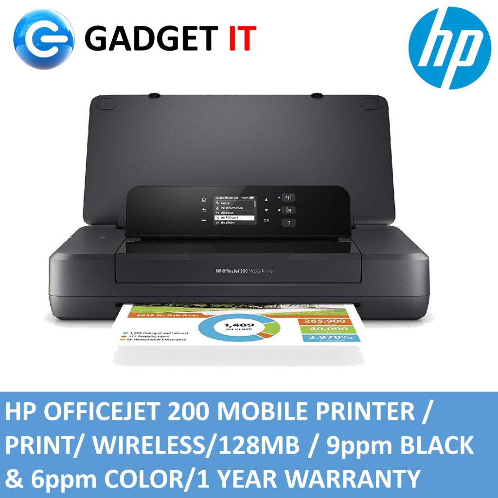 HP OFFICEJET 200 MOBILE / Print / Wireless / 128MB / 9ppm black & 6ppm ...