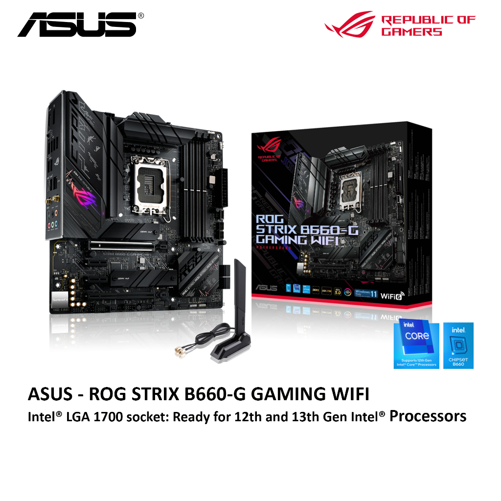 ASUS ROG STRIX B660-G GAMING WIFI Intel LGA1700 mATX Motherboard ...