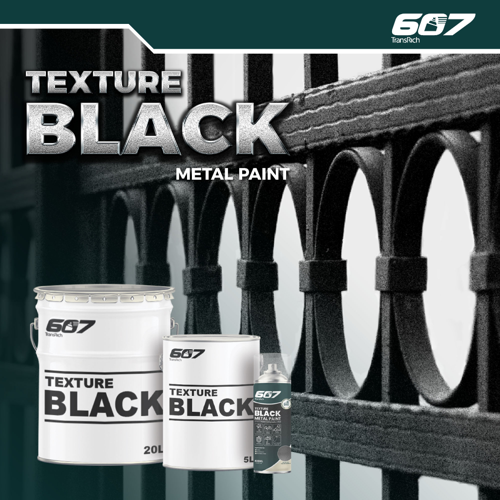 Transrich 607- Texture Black Metal Paint-Cat Besi-5 Litre Paint ...