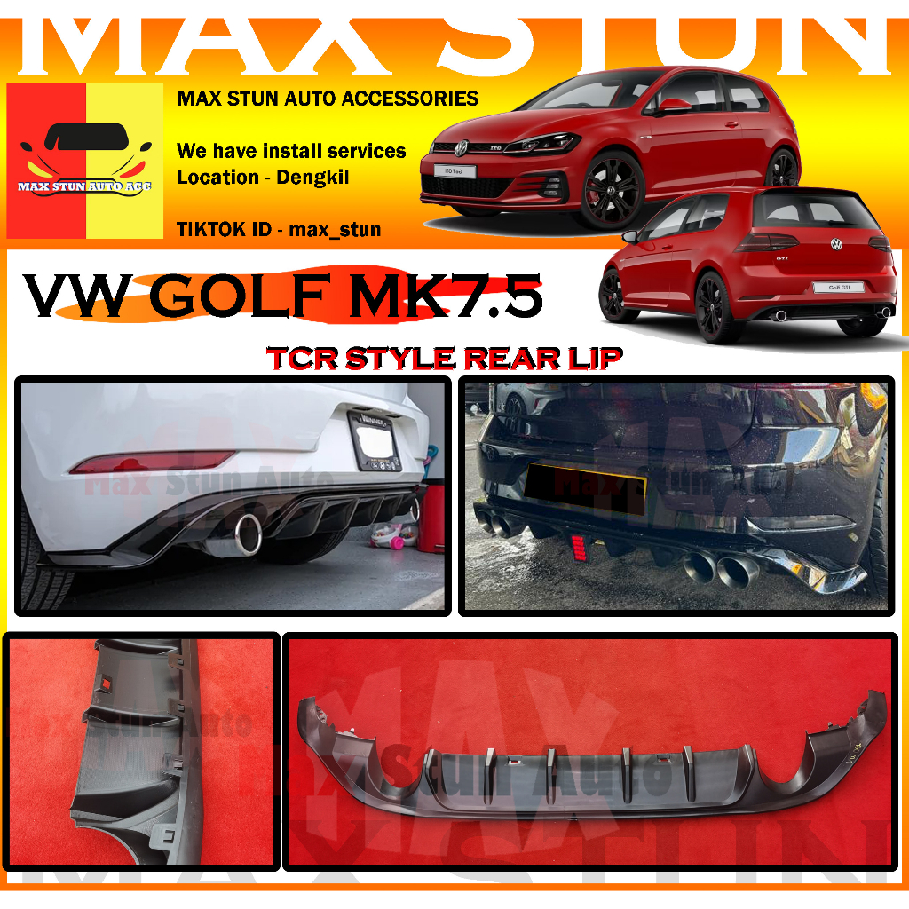 VOLKSWAGEN GOLF MK7.5 R R LINE GTI TSI TCR REAR DIFFUSER BUMPER SKIRT ...