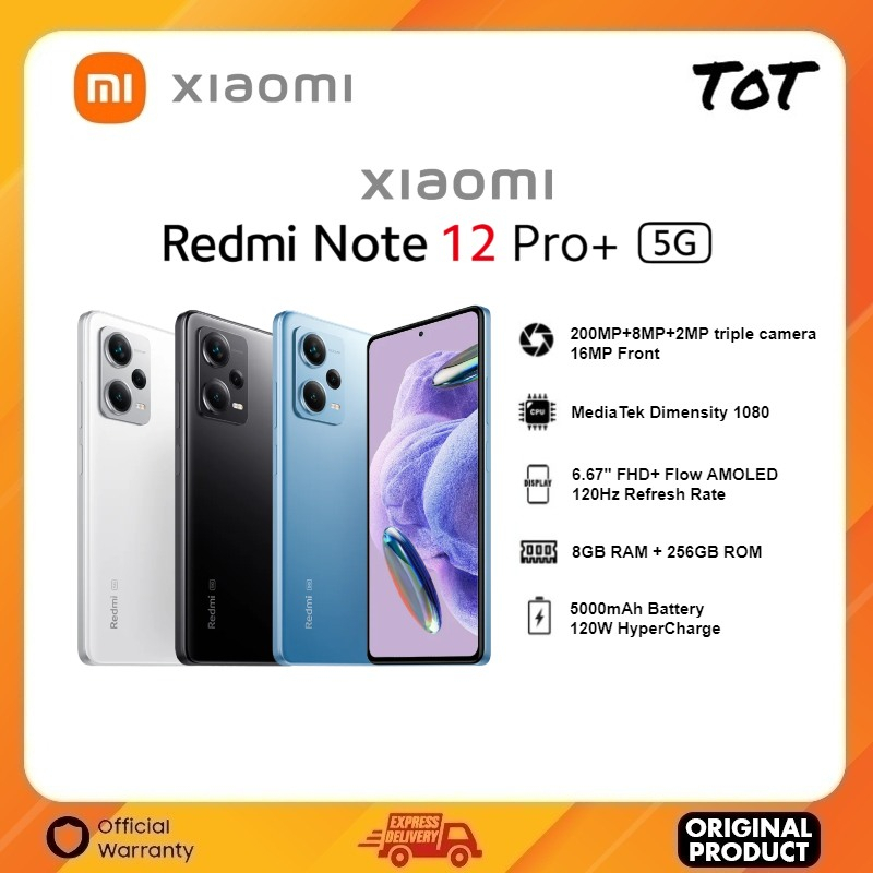 XIAOMI Redmi Note 12 Pro+ 5G (8GB+256GB) 6.67" FHD+ Flow AMOLED l ...
