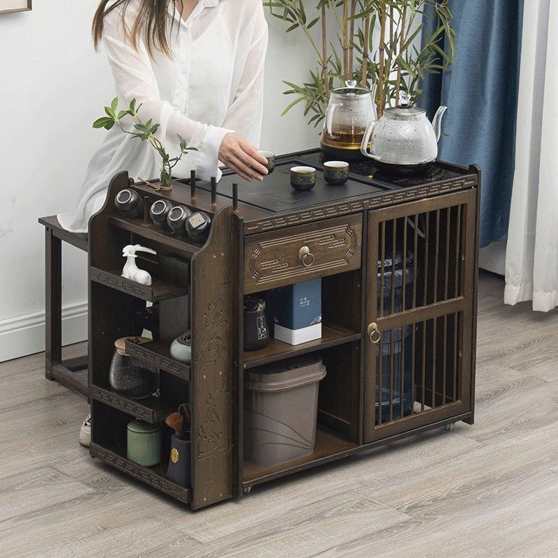New Table Tea Cart Household Tea Cabinet Solid Wood Small Tea Table ...