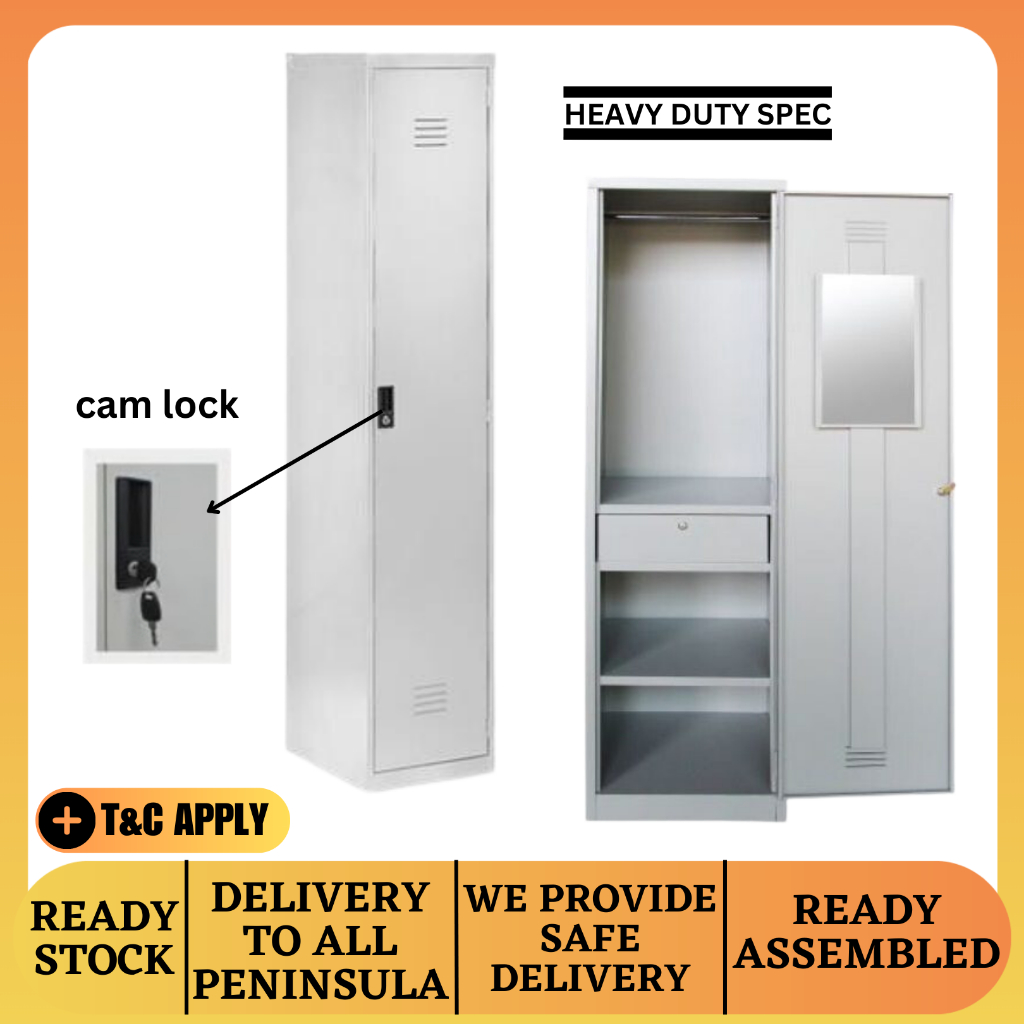 Steel Locker 1 compartment c/w hanging bar & lockable drawer - HEAVY ...