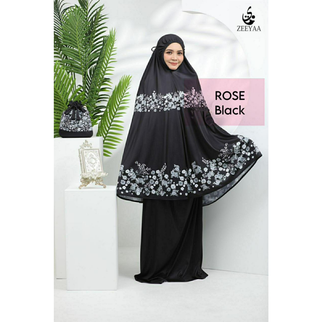 Zeeyaa Telekung Printed Jasmine Dewasa Percuma Beg Scrunchies Gift Set ...