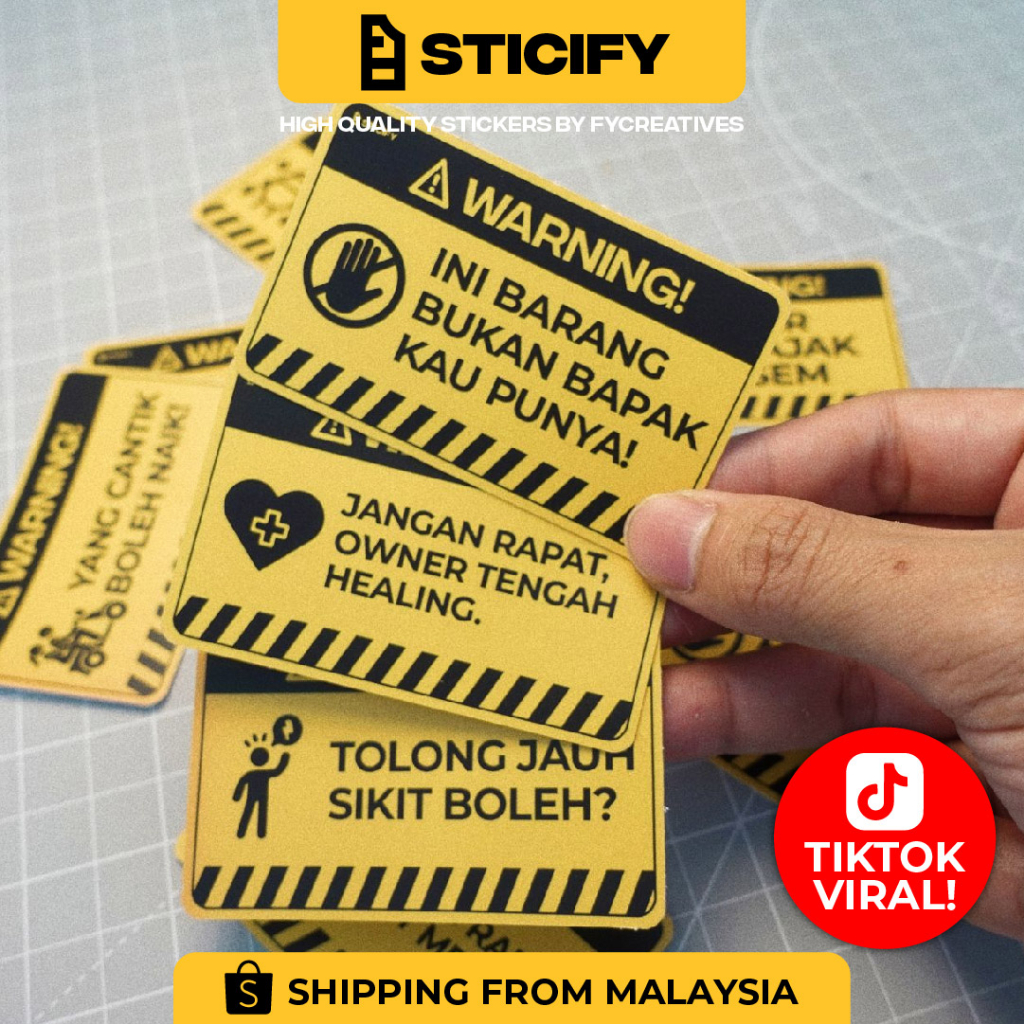 Warning Stickers Collections Ini barang, Jangan Rapat Sticker Kereta ...