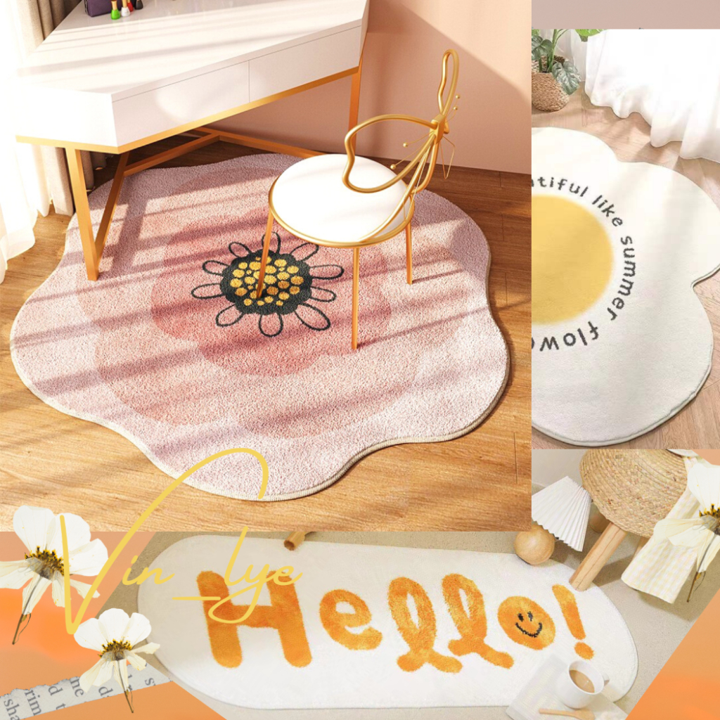 Cute Design Floor Mat soft material Room Bed side flower Bear fruit ...