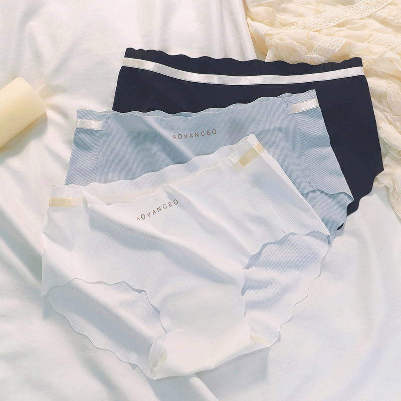 Ladys Ice Silk Panties Mid Low Waist Women Ice Silk Underwearwomen