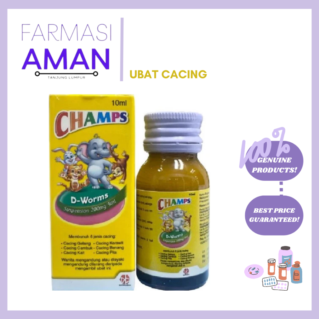 Champs D-Worms Suspension 200mg/5ml 10ml (Ubat Cacing) | Shopee Malaysia