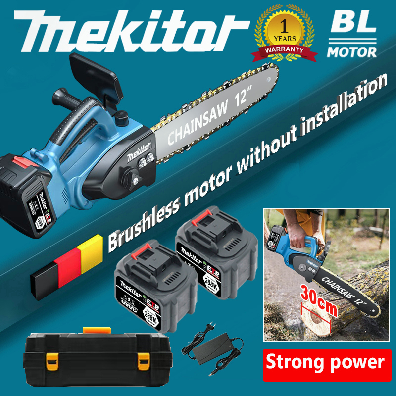 Mekitor chainsaw battery Electric Mini Chain Saw bateri 12 inch gergaji ...