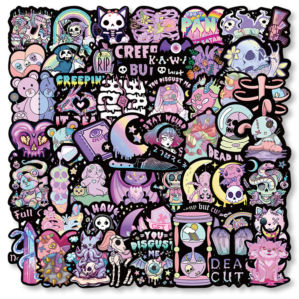 56pcs PURPLE GOTH Vinyl Decal graffiti STICKERS bomb for laptop, fridge ...
