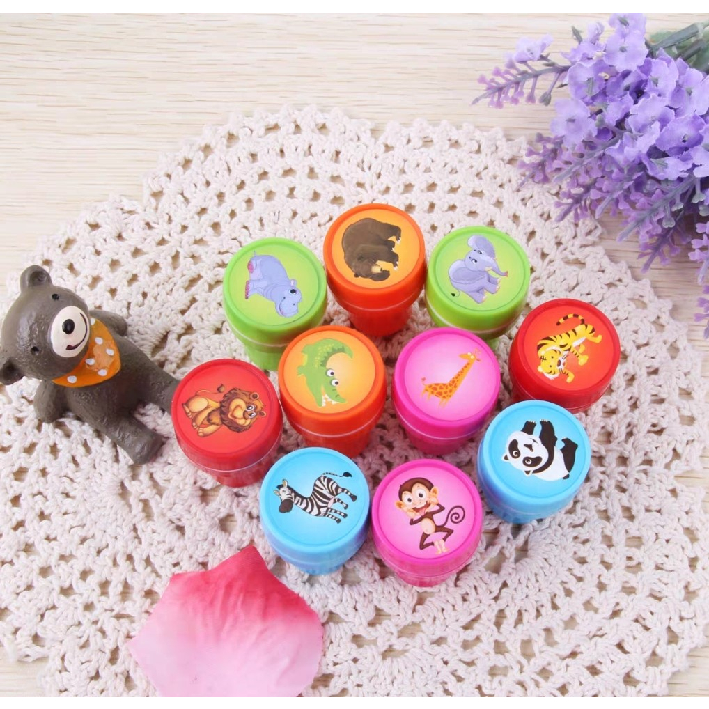 10pcs/set Children Self-Inked Stamp Toys Cartoon Rubber Stamps Cartoon ...
