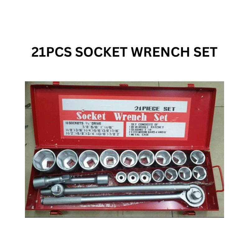 21pcs 3/4 Drive Socket Wrench Set, Box Socket Set | Shopee Malaysia
