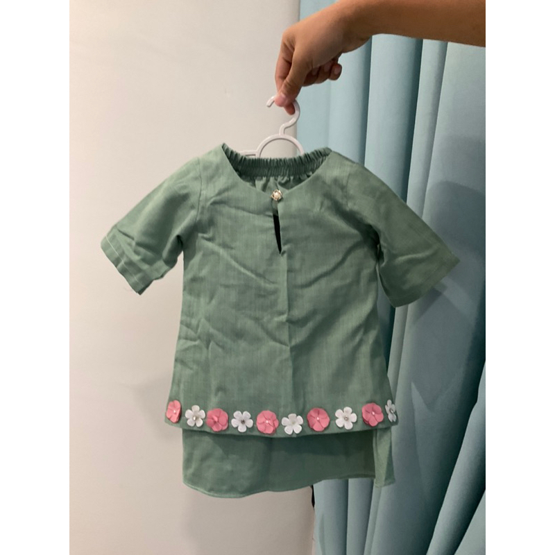 Baju raya baby girl Sage Green size: 3 (12m) | Shopee Malaysia