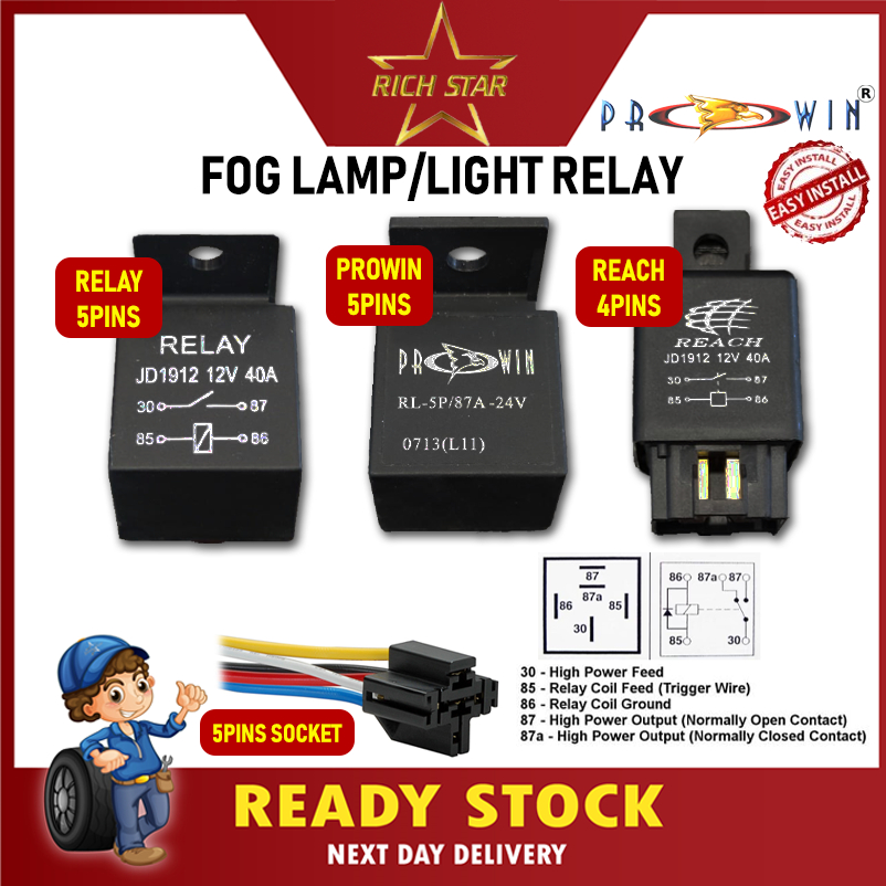 UNIVERSAL/CAR/LORRY/TRUCK/AUTO PART/RELAY 12V/24V-40A/4/5 PIN/HEAD LAMP ...