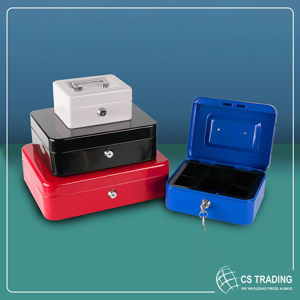 Cash Box Coin Box Petty Cash Box with Key Lockable Metal Heavy Duty ...