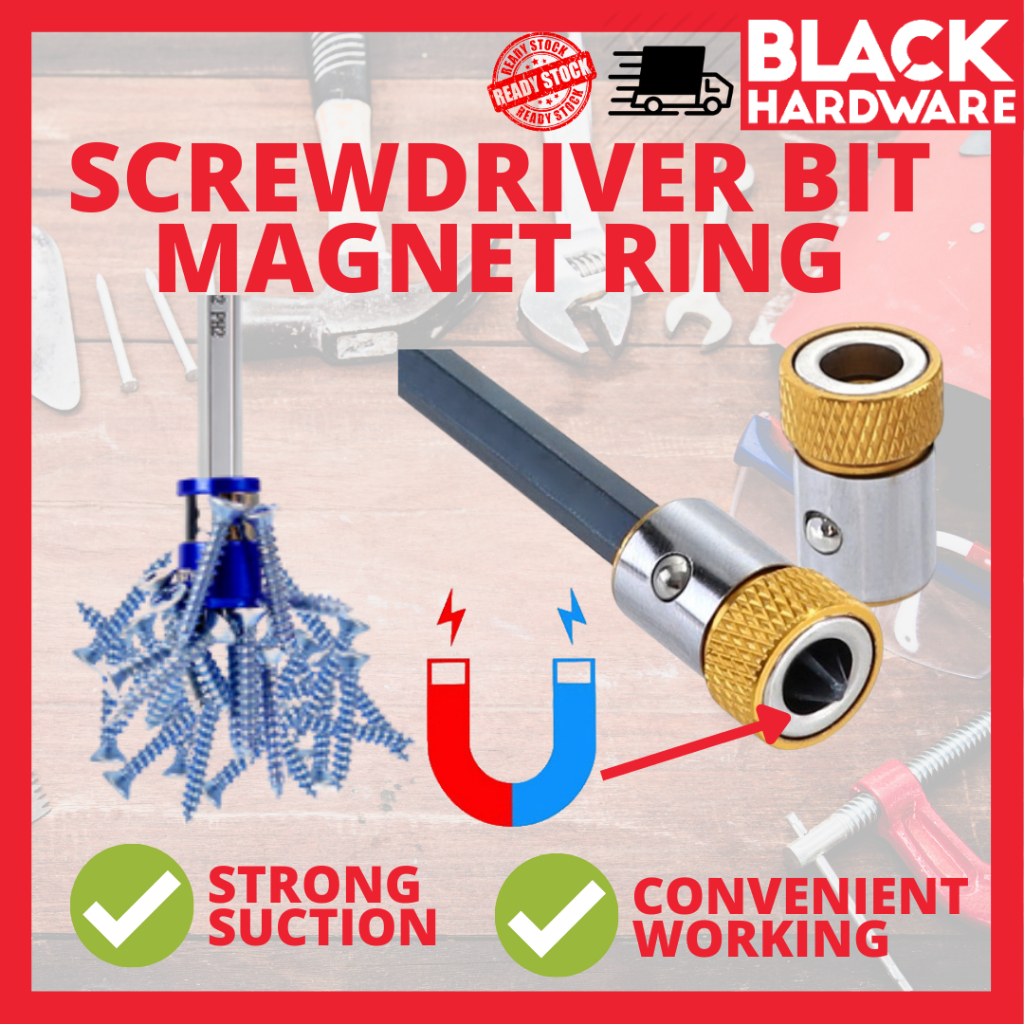 Black Hardware Magnetic Ring Screwdriver Drill Bits Hex Shank Driver ...