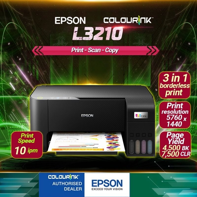 Epson L3210 3 in 1 A4 Colour Ink Tank Printer Original Genuine Refill ...