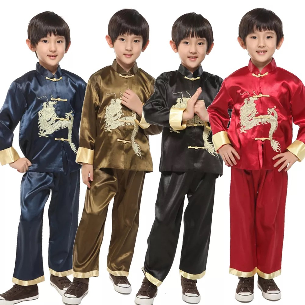 [1-9 Years] daidai (Ready Stock) Kid Boy Tang Suit Sam Fu Tai Chi Kung ...