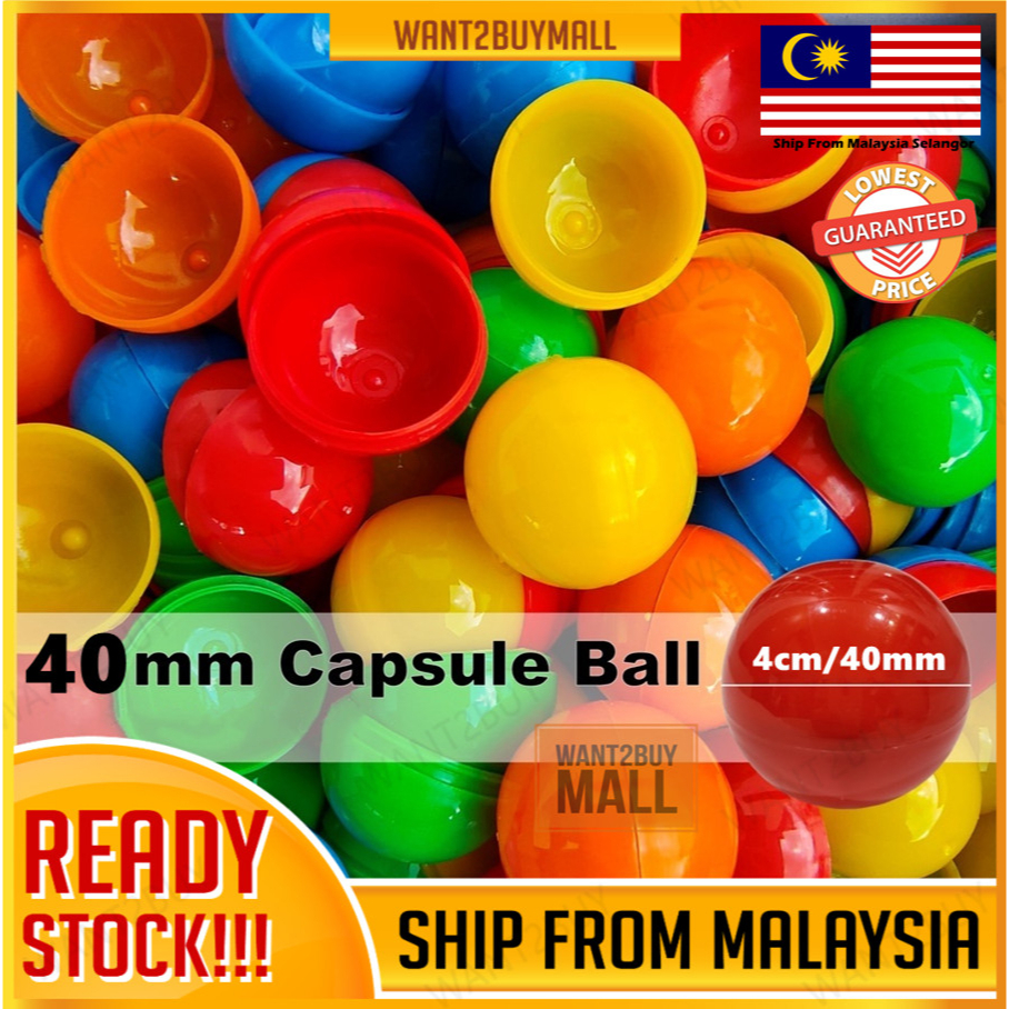 🇲🇾 🏆 1pcs 4cm 40mm Solid Color Empty Plastic Capsule Ball For Game ...