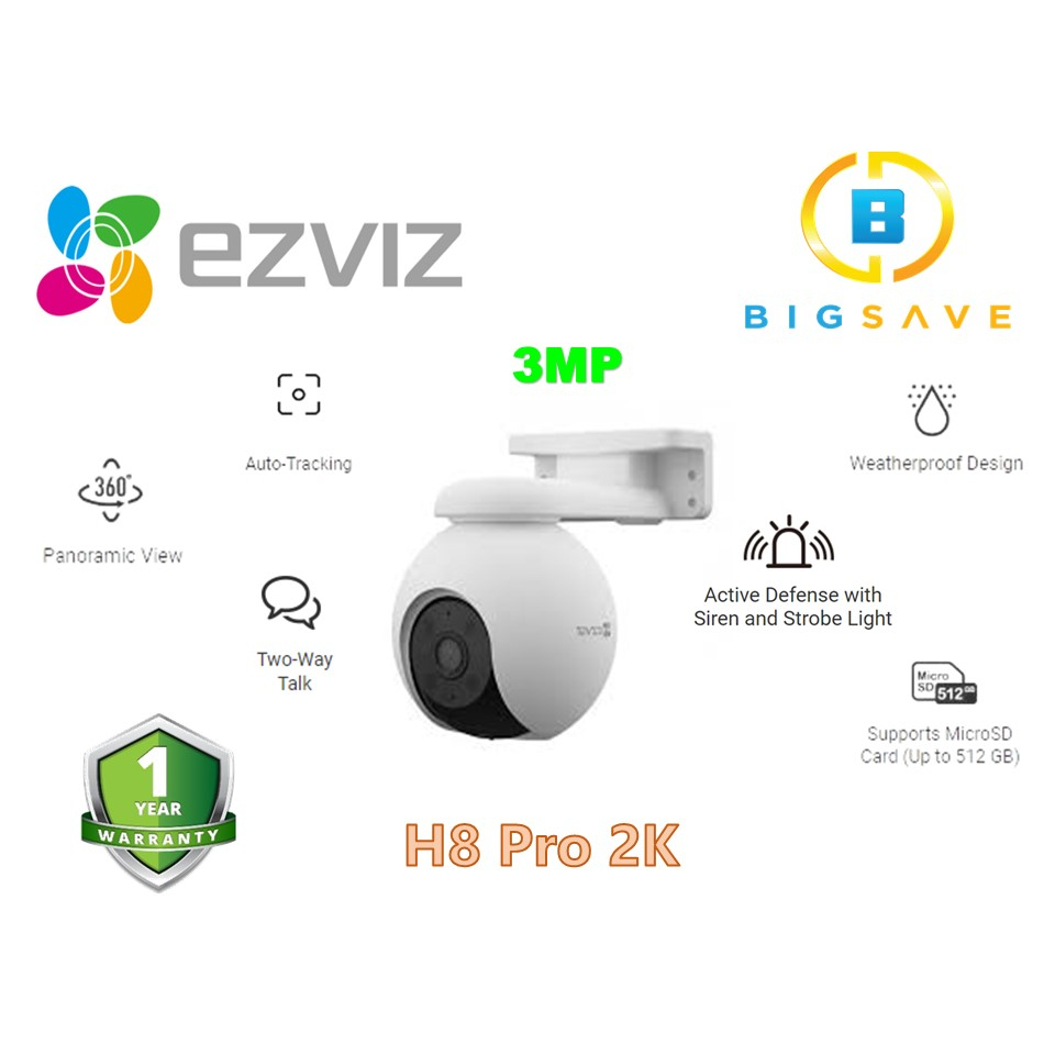 EZVIZ 3MP H8 PRO 2K PAN & TILT WI-FI CAMERA | Shopee Malaysia