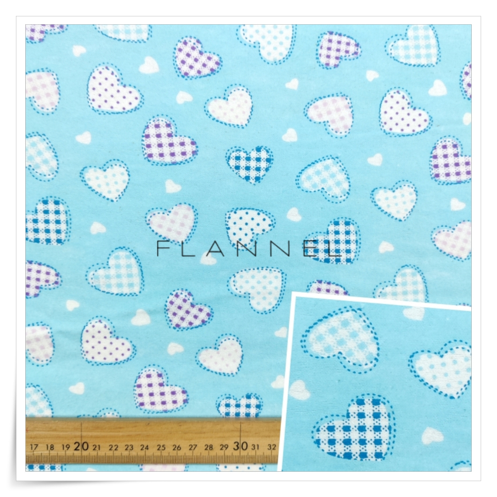 42" Premium Cotton Flannel Fabric / Kain Premium Cotton Flannel (Heart ...