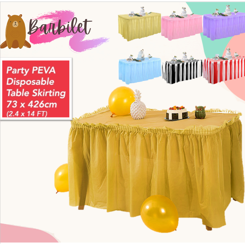 Disposable PEVA Party Table Skirting Meja Birthday Festival Decoration ...