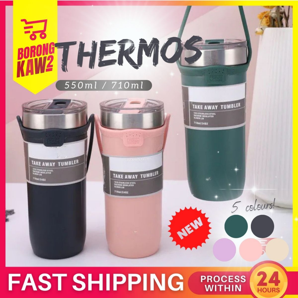 PRODIY 550ml/710ml Thermos Tumbler 304 Stainless Steel Vacuum Insulated Travel Coffee Tea Mug ...