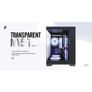 1ST PLAYER Megaview MV5-TRANSPARENT M-ATX Case - Black/White (3 ARGB ...