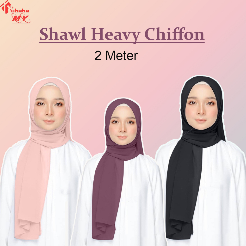 Shawl Heavy Chiffon || SHAWL KEKNIS PLAIN || (HEAVY CHIFFON) || 2 Meter ...