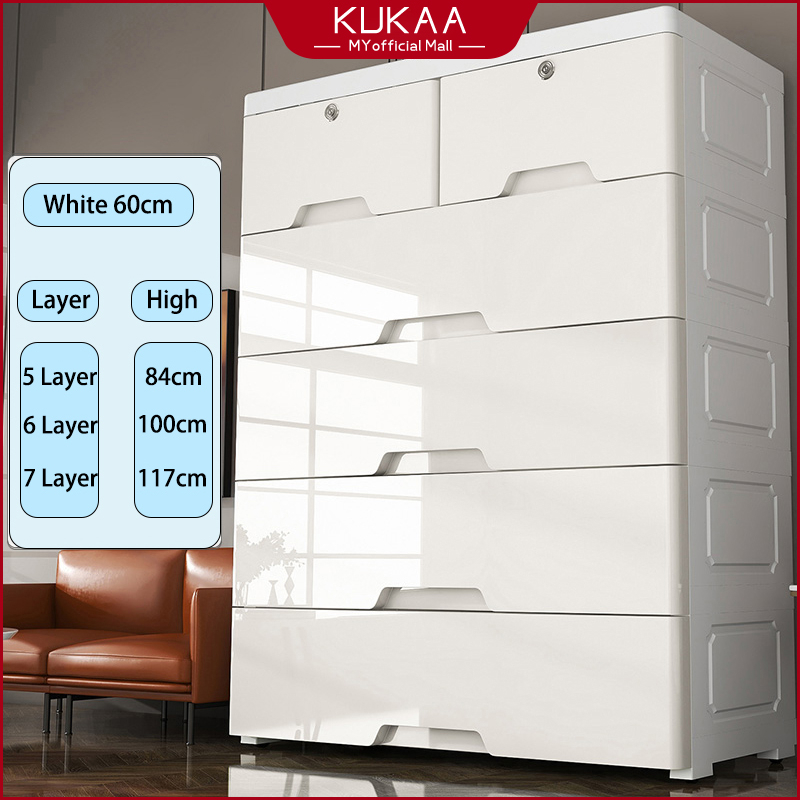Kukaa 5 Tier Plastic Drawer Cabinet With Small Storage Cabinet Drawer ...