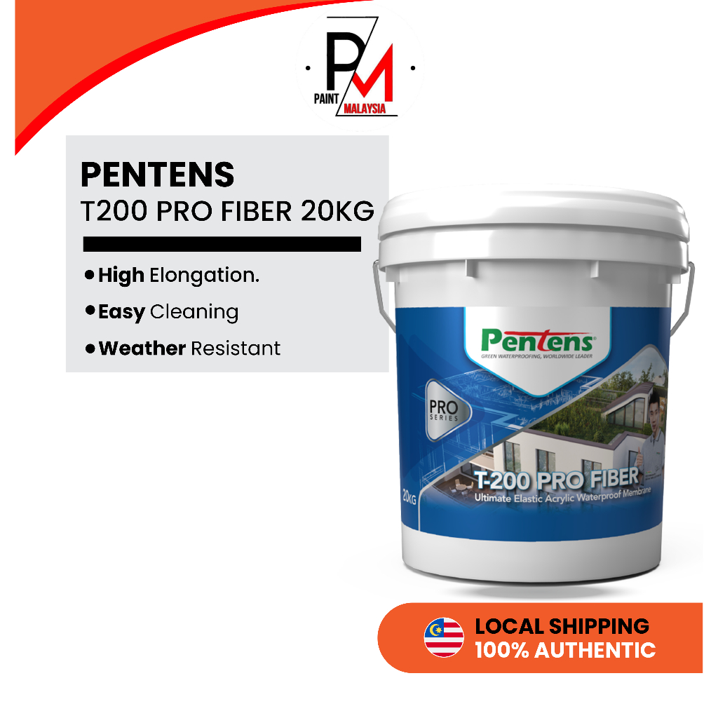 PENTENS T200 Pro Fiber 20KG Ultimate Elastic Acrylic Waterproofing Coating Waterproof Coating ...