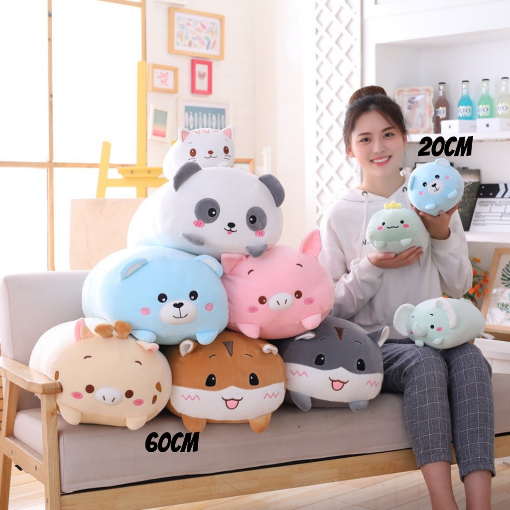 60cm Dino Hamster Elephant Panda Deer Plush Toy Pillow Patung Peluk ...