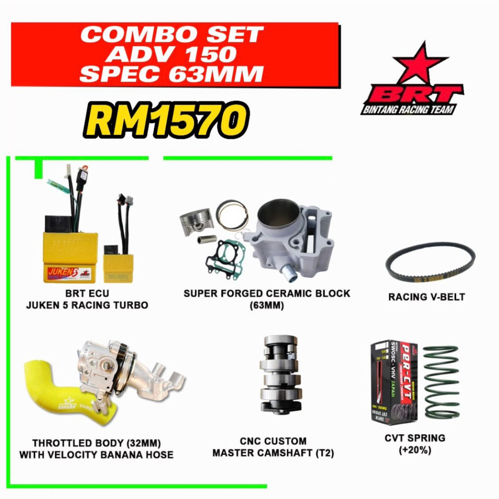 BRT COMBO SET 63MM ADV150 VARIO 150 (7 ITEMS) SIAP ECU (WITH ECU ...