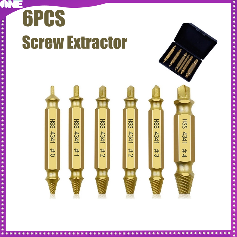 FJONE 6pcs Damaged Screw Extractor Drill Bit Set For Broken Screw ...
