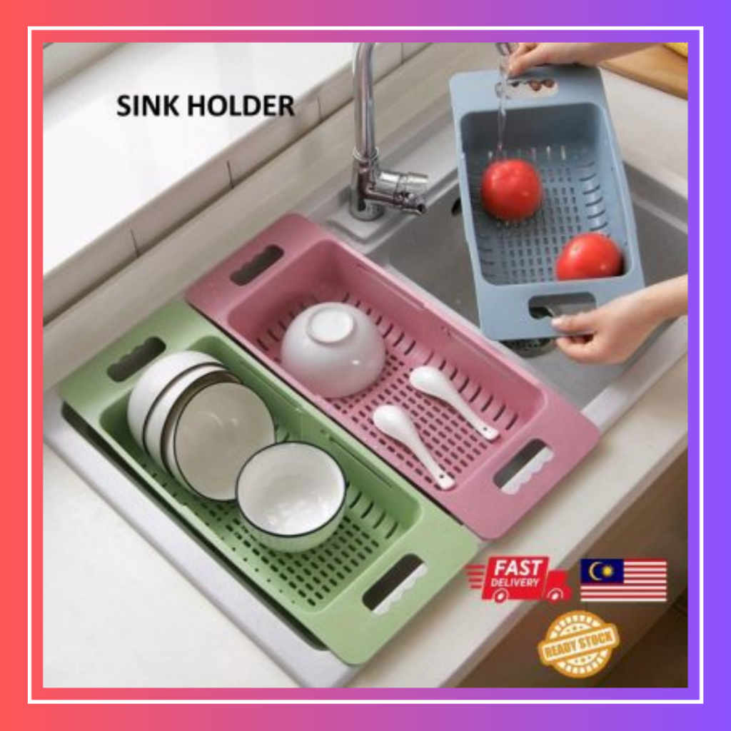 Sink Holder Rack Store Plates Cups Glasses After Wash Adjustable Drain ...