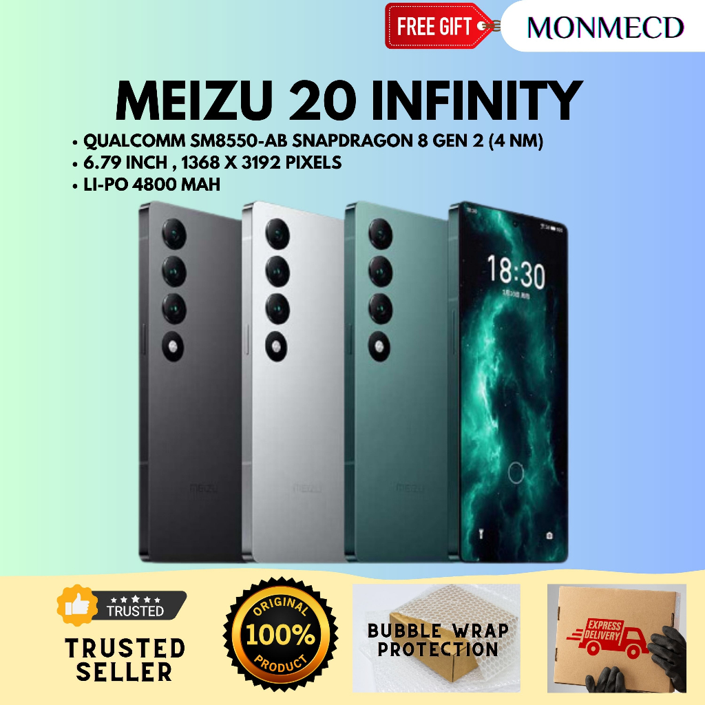 Meizu 20 Infinity | Snapdragon 8 Gen 2 (4 nm) | Li-Po 4800 mAh | Shopee Malaysia