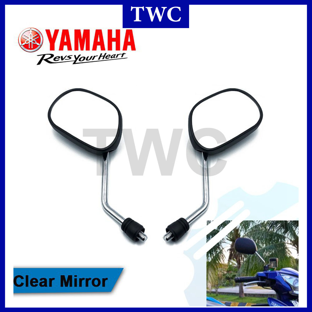 TWC Side Mirror Motorcycle Mirror Chrome Cermin Sisi Batang Chrome Y15 ...