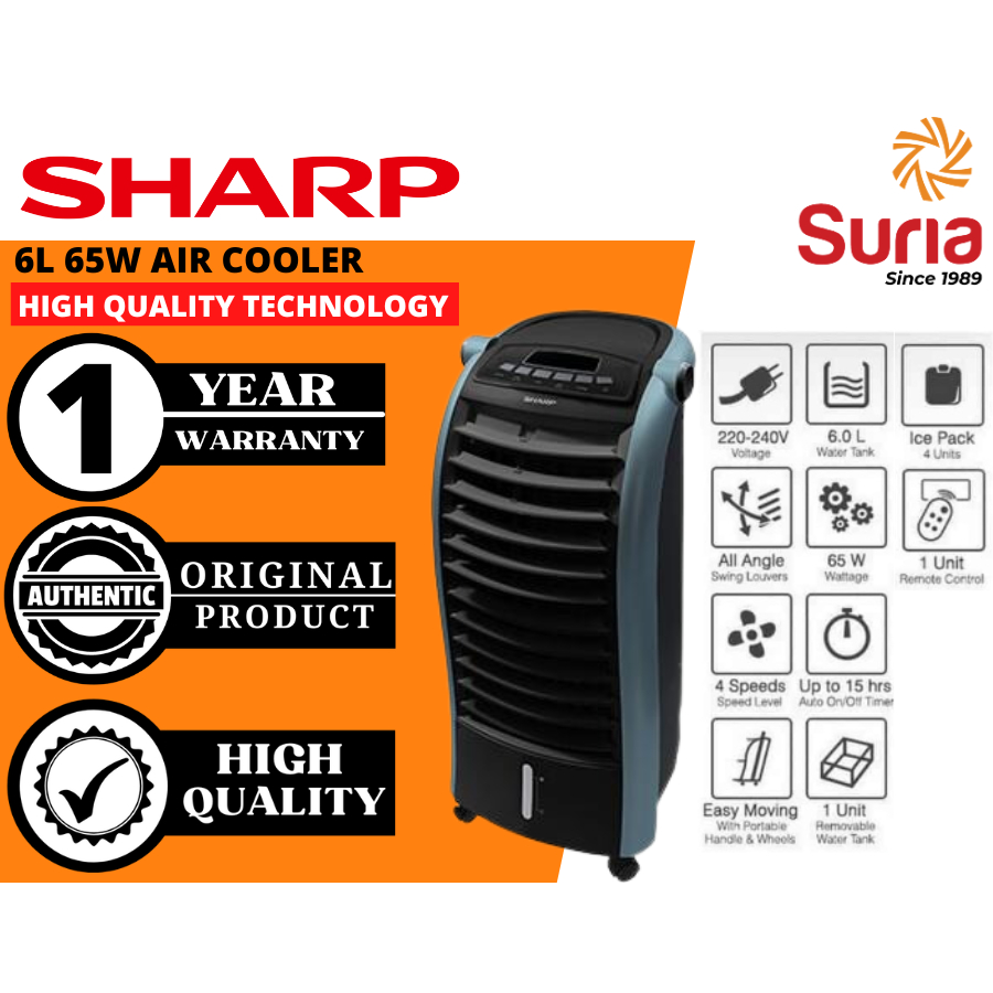 (Free Bubble Wrap)Sharp 6L 65W Evaporative Air Cooler with Remote ...