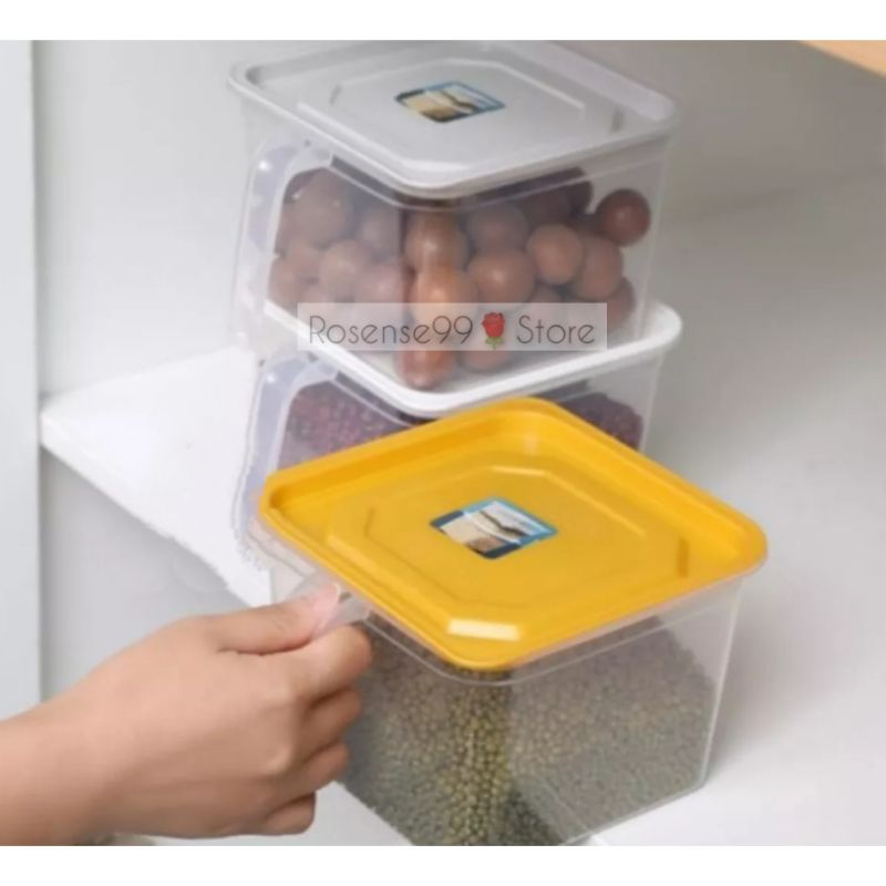 D10 W15 H15cm Stackable Clear Square Containers Handle Organiser White ...