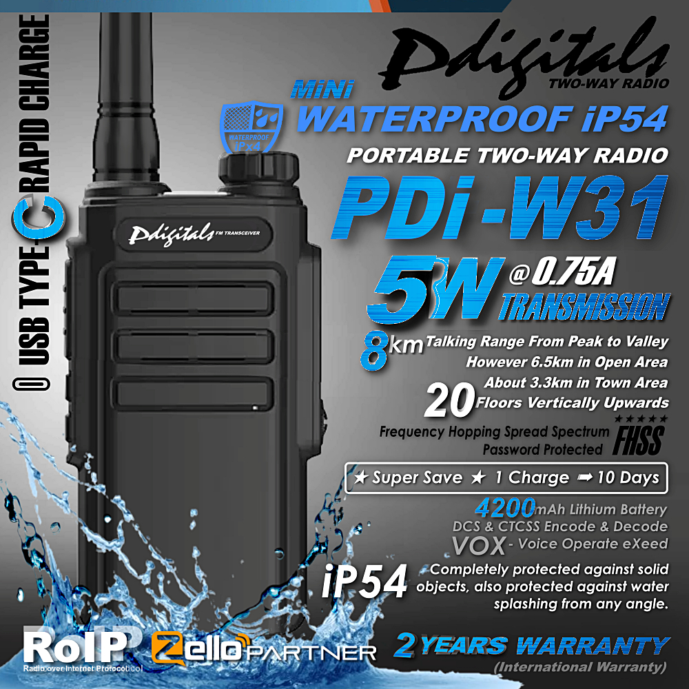 PDigitals Mini Waterproof Walkie Talkie PDi-W31 | Shopee Malaysia