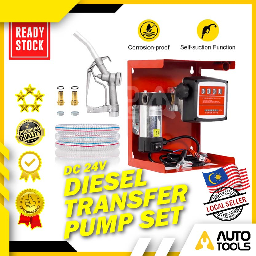 24V DC Electric Diesel Oil Fuel Transfer Pump 4 Digit Meter with Hose & Nozzle Kit | Shopee Malaysia