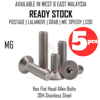 M6 Countersunk Screw Hex Hexagonal Flat Head Bolt Screw 304 Stainless ...